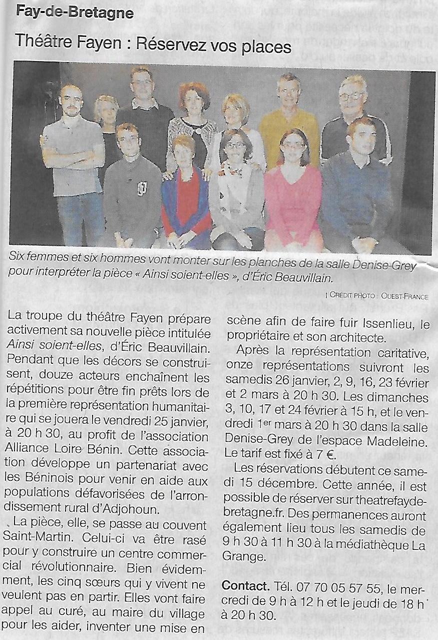 2019 - "Ainsi soient-elles" de Eric BEAUVILLAIN - Théâtre Fayen à Fay ...